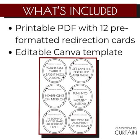 Redirection Cards For Classroom Management Editable And Printable