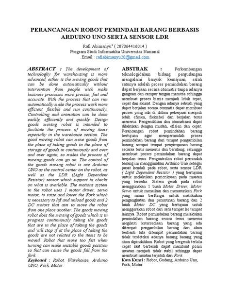 Perancangan Robot Pemindah Barang Berbasis Arduino Uno Dan Sensor Ldr Untuk Aplikasi Di Gudang Pdf
