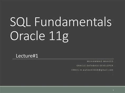 Sql Fundamentals Oracle 11g Lecture 1 Pdf