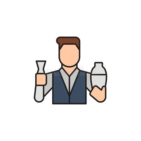 Bartender Barkeeper Filled Color Icon Linear Style Sign For Mobile Concept And Web Design