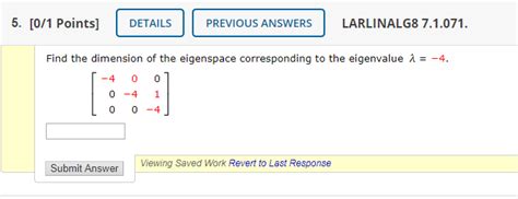 solved 5 [0 1 points] details previous answers larlinalg8