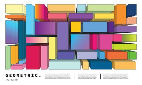 Rectangular Isometric Shapes Poster Design Abstract Geometric Layer Background Colorful