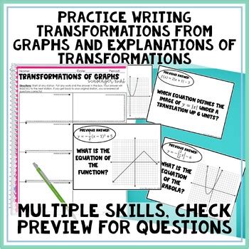 Transformations Of Parent Functions And Their Graphs Scavenger Hunt Activity