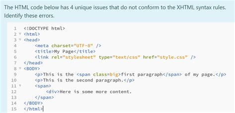 Solved The HTML Code Below Has Unique Issues That Do Not Chegg Com
