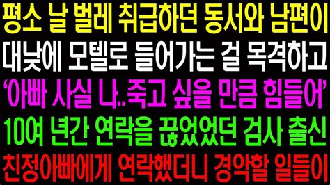 실화사연 평소 날 벌레 취급하던 동서와 남편이 대낮에 모텔로 들어가는 충격적인 장면을 목격하는데 라디오사연 썰사연 사이다사연