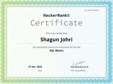Shagun Johri On Linkedin Sql Hackerrank Share
