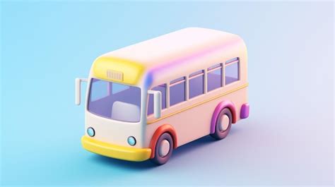 Premium Ai Image A Tiny 3d Pastel Bus That Embodies Cuteness And