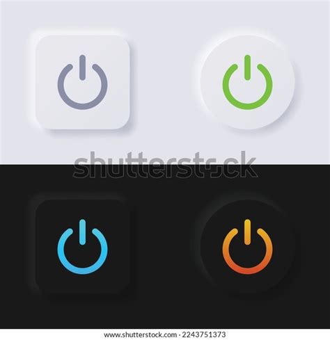 Power Button Icon Set Multicolor Neumorphism Stock Vector Royalty Free 2243751373 Shutterstock