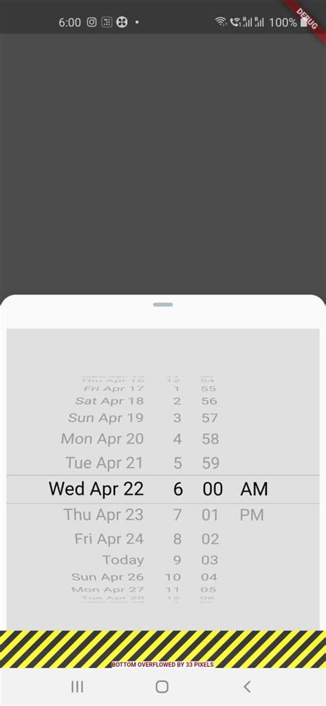 Flutter On Sliding Down The Slidedialog I Am Getting Rederflex Overflowed Error On The Bottom