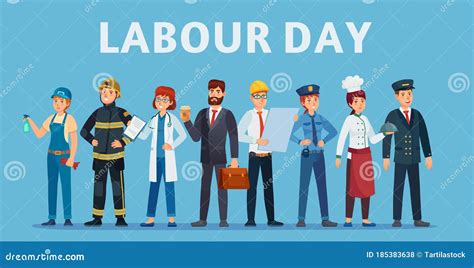 Labour Day Professional Workers Group Happy Professionals Of Different Jobs Standing Together