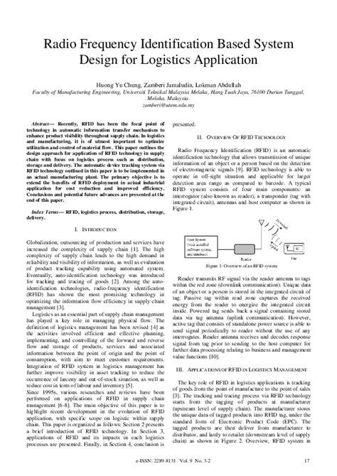 Pdf Radio Frequency Identification Based System Design For Logistics