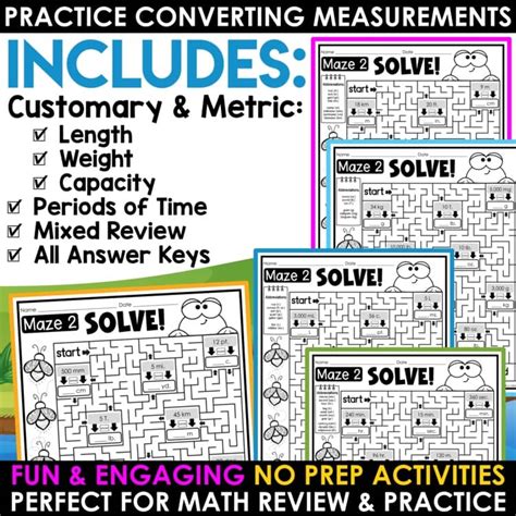 Spring Math Activities Measurement Conversions Worksheets 4th Grade