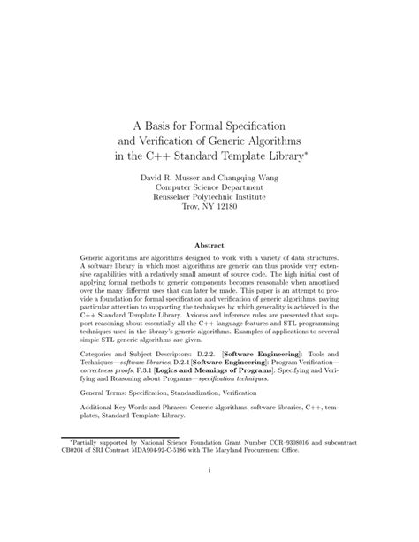 pdf a basis for formal specification and verification of generic