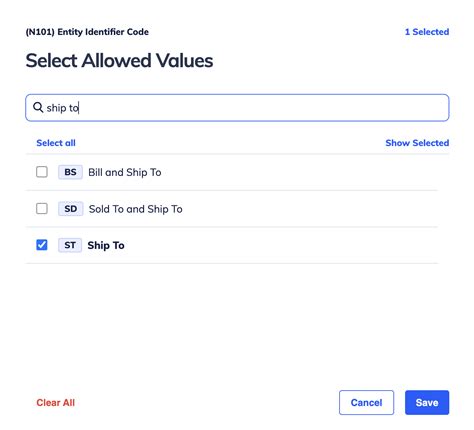Predefined Allowed Values For Orderful Json Guidelines