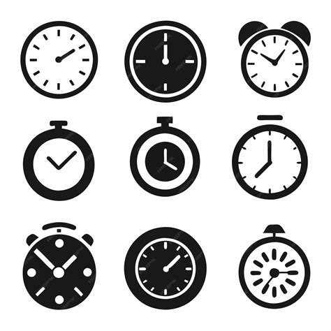 Different Simple Clock Icon Set Vector Illustrations On White Background Premium Ai Generated