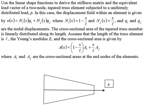 solved use the linear shape functions to derive the stiffness matrix