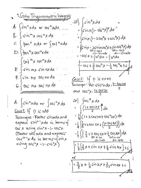 trigonometric integrals pdf