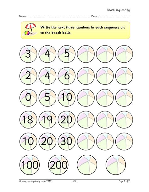 Beach Sequencing Ks1 Place Value Teachit