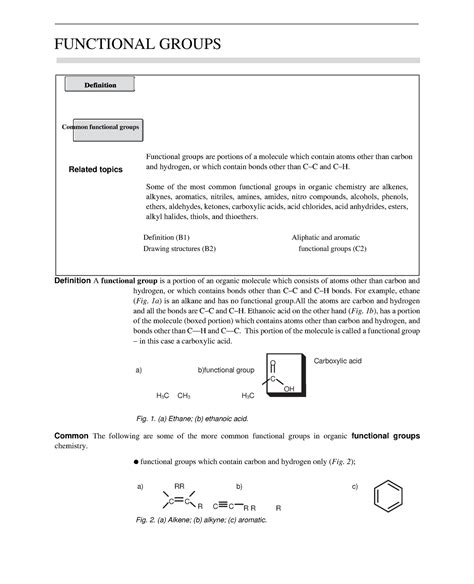 Functional Groups FUNCTIONAL GROUPS Common Functional Groups Related Topics Functional Groups