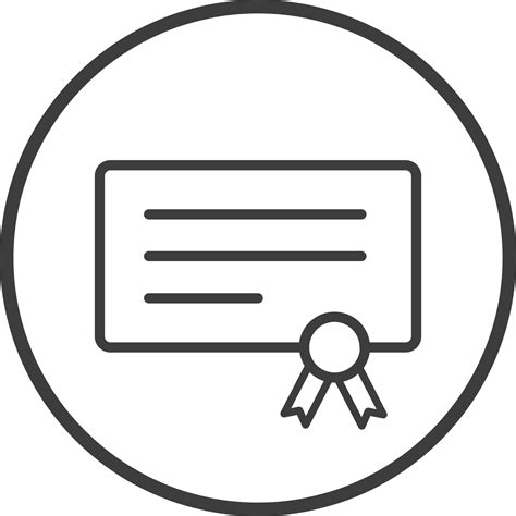 Certificate Icon In Thin Line Black Circle Frames 33975884 Png