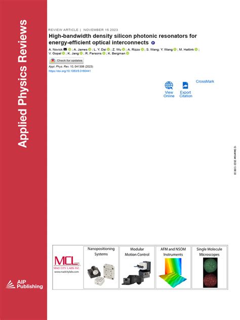 High Bandwidth Density Silicon Photonic Resonators For Energy Efficient Optical Interconnects