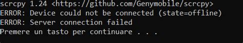 Error Could Find Any Adb Device Error Server Connection Failed · Issue 3415 · Genymobile