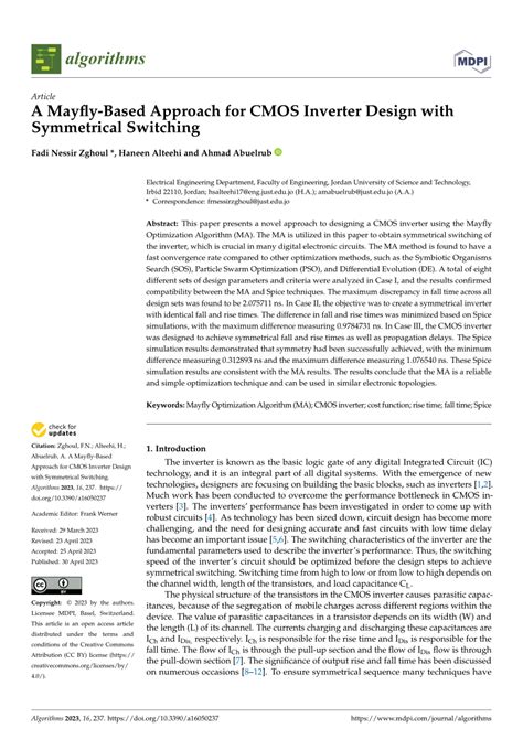 pdf a mayfly based approach for cmos inverter design with symmetrical