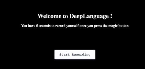 main page of deeplanuage web app
