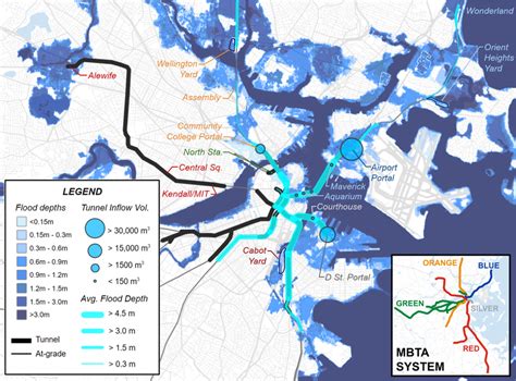 Projected Tunnel Inflow Volumes And Flood Depths Across The Mbta Rail