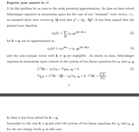 Express Your Answer In EV 3 In This Problem Let Us Chegg Com