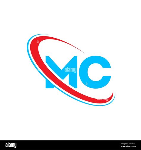 MC M C Letter Logo Design Initial Letter MC Linked Circle Upercase Monogram Logo Red And Blue
