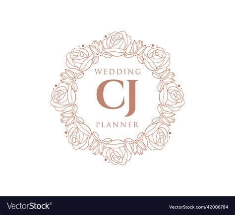 Cj Initials Letter Wedding Monogram Logos Vector Image