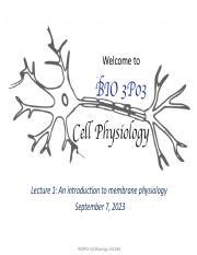 BIO3P03Fall2023 Lecture1 Pdf Welcome To Lecture 1 An Introduction To