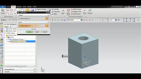 Boolean Operations In Nx Unigraphics Youtube
