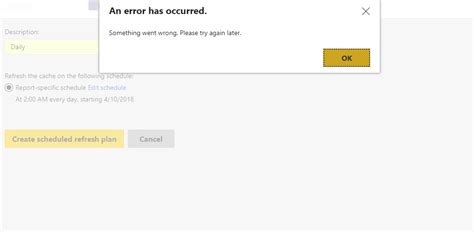 solved scheduled refresh error microsoft fabric community
