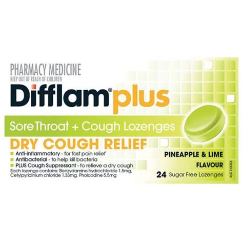 Buy Difflam Plus Sore Throat Lozenges Cough Pineapple And Lime 24