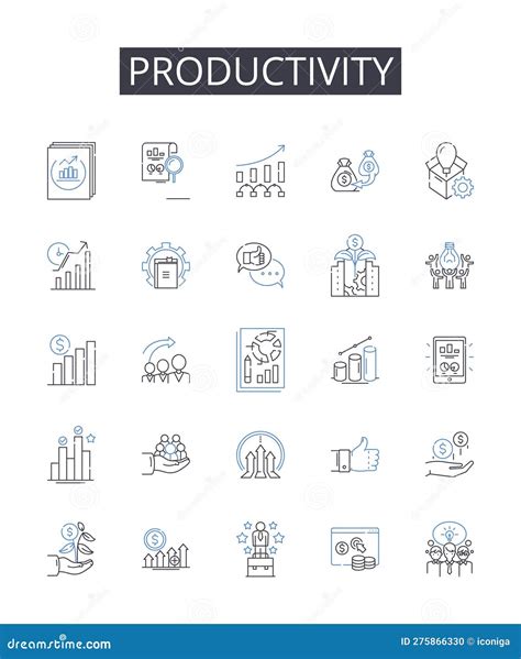 Productivity Line Icons Collection Efficiency Efficacy Effectiveness Performance