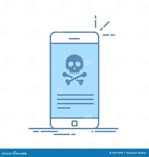 Broken Smartphone Malware Notification On Smartphone Stock Vector Illustration Of Line Flat