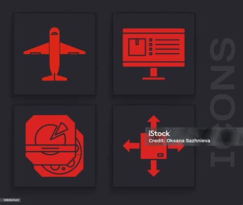 트래픽 기호 평면 응용 프로그램 배달 추적 컴퓨터 모니터와 골판지 상자 아이콘에 피자와 골판지 상자를 설정합니다 벡터 감시에 대한 스톡 벡터 아트 및 기타 이미지 Istock