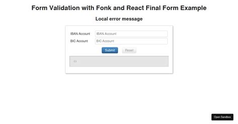 Local Error Message Codesandbox