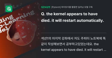 The Kernel Appears To Have Died It 인프런 커뮤니티 질문and답변