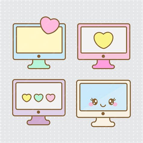 Premium Vector Set Of Cute Computer Cartoons In Kawaii Style