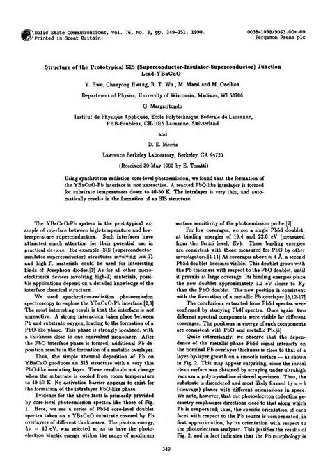 Pdf Structure Of The Prototypical Sis Superconductor Insulator Superconductor Junction Lead