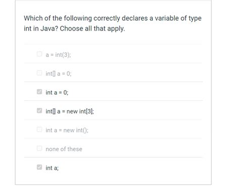 Solved Which Of The Following Correctly Declares A Variable