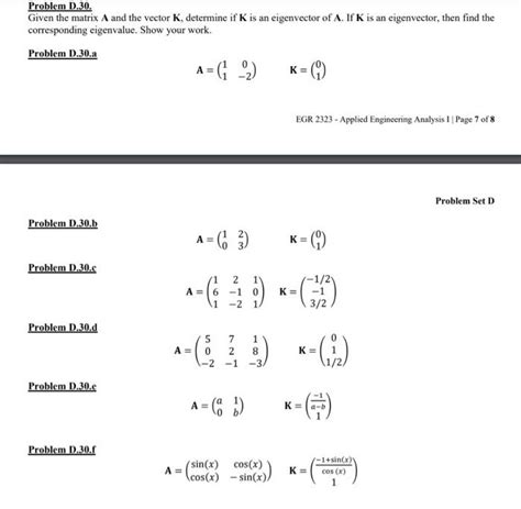 solved problem d 30 given the matrix a and the vector k