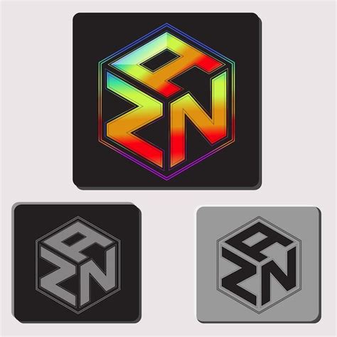 초기 문자 Azn 다각형 로고 디자인 벡터 이미지 프리미엄 벡터