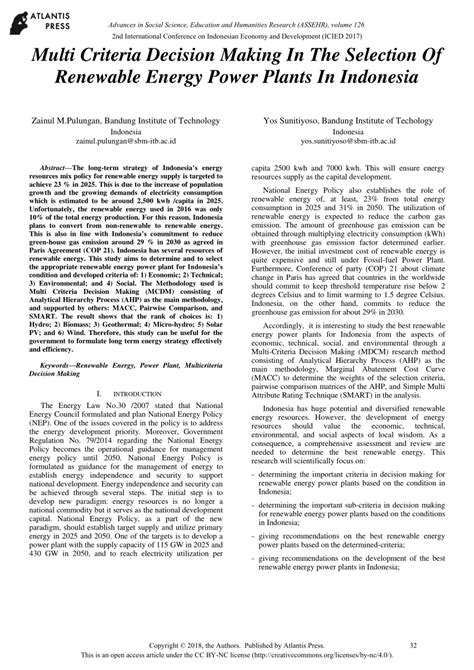 Pdf Multi Criteria Decision Making In The Selection Of Renewable