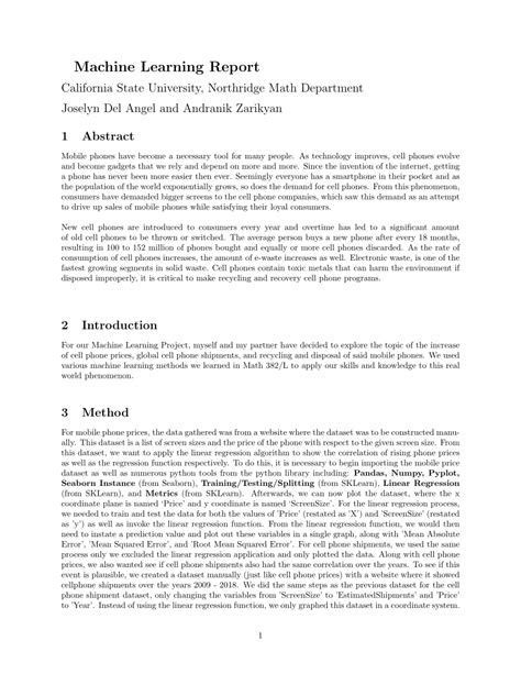 Machine Learning Report Template At Templateidea In 2024 Machine