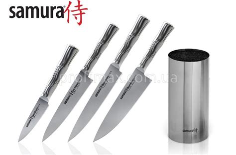 Набор из 4-х ножей и подставки Samura Bamboo SBA-05 (в подарочной ...