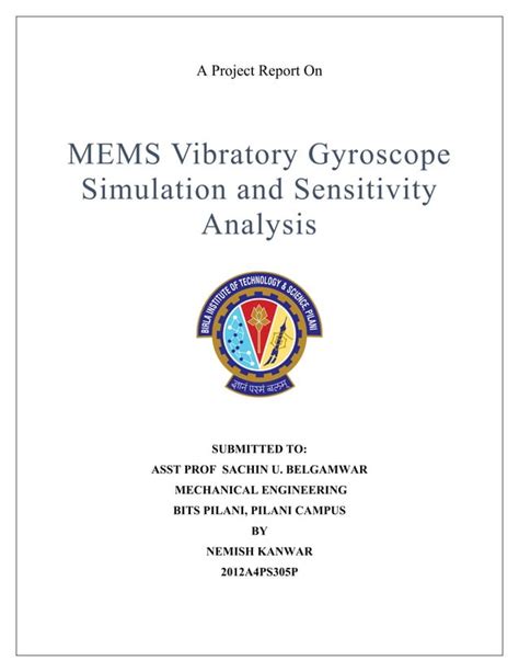mems vibratory gyroscope simulation and sensitivity analysis kanwar